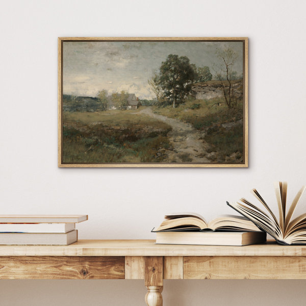 IDEA4WALL Rustic Countryside "Country Village Rural Landscape Nature Farmhouse Framed Canvas ...